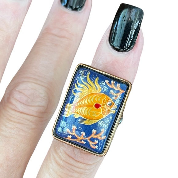 Amy Kahn Russell | Jewelry | Amy Kahn Russell Handpainted Fish Bronze ...